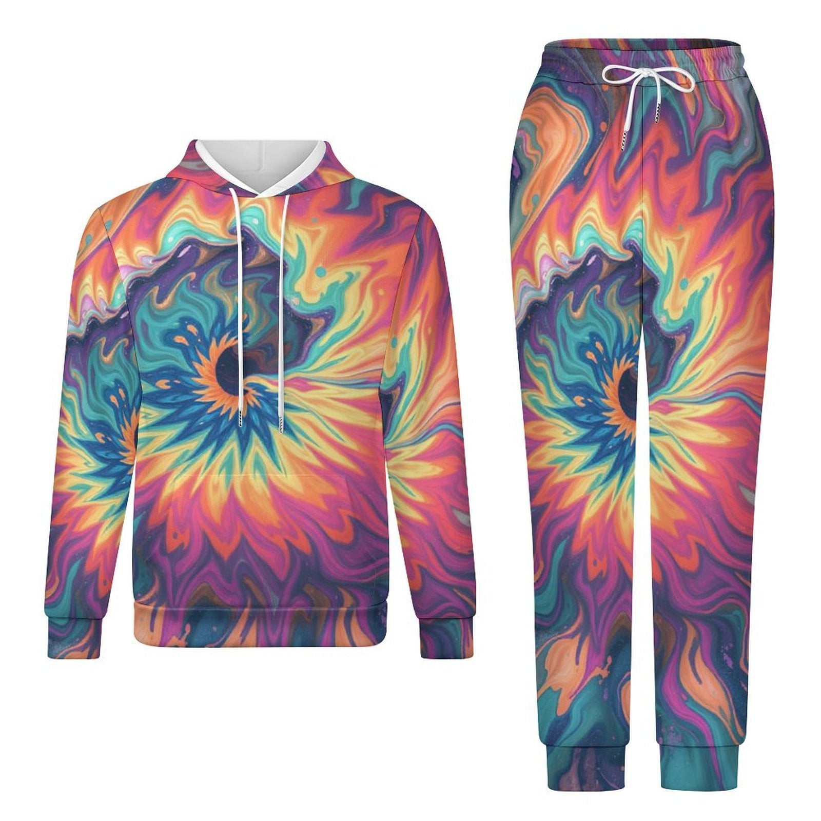 Abstract Colorful Swirl Hoodie + Pants Suit Cool Men/Women 2 Pcs ...