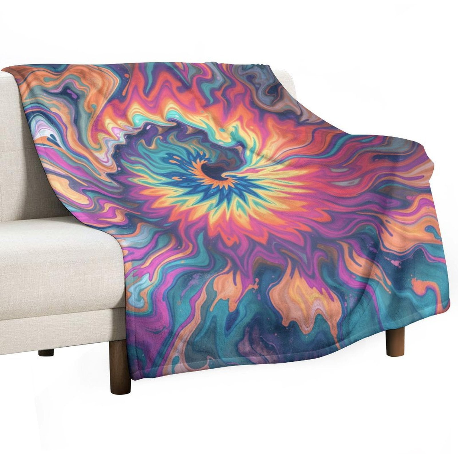 Abstract Colorful Swirl Throw Blanket Warm Plush Blankets for Adults ...