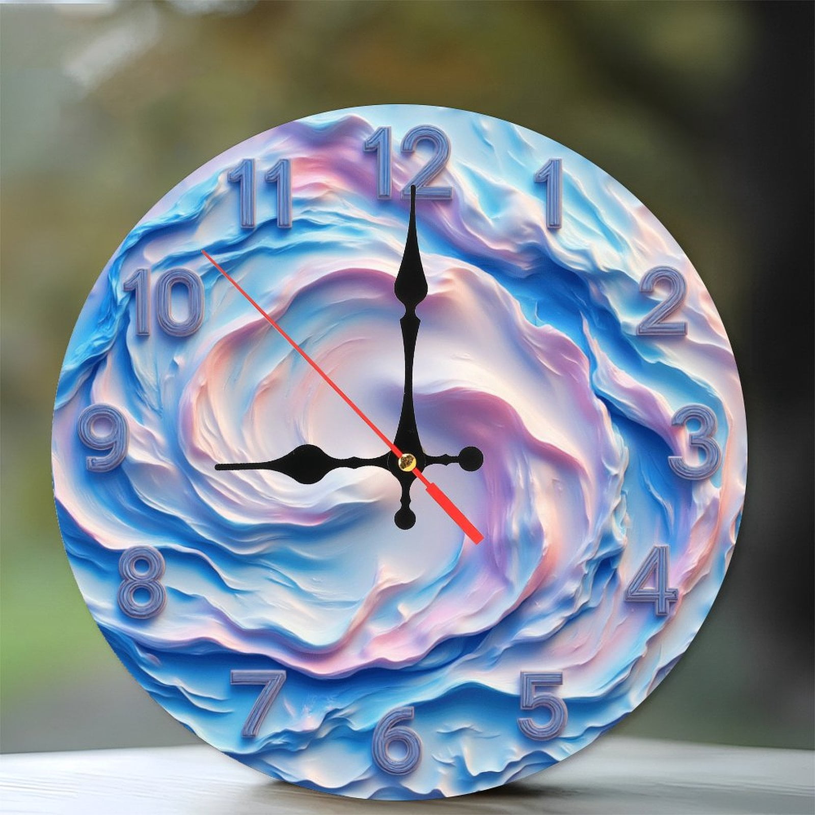 Abstract Colorful Swirl Wall Clock Home Decor 10-Inch Silent Wooden ...