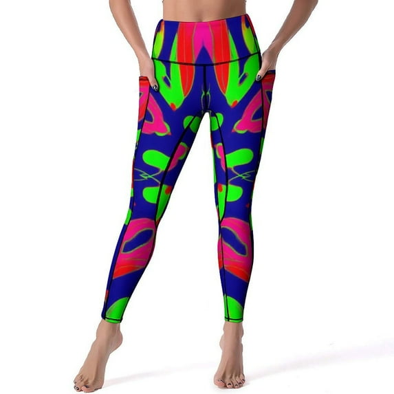 Abstract Colorful Symmetric Design Pattern Leggings Legging Gym Gym ...