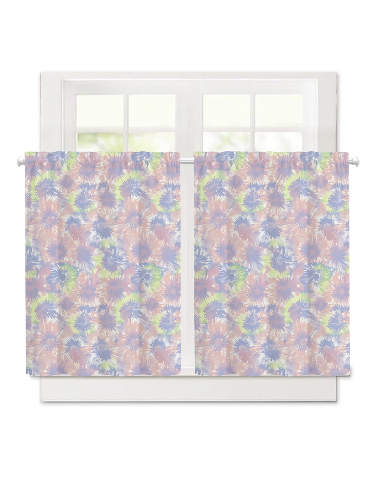 Abstract Colorful Tie Dye Pattern Short Blackout Curtains 45 Inch Long ...