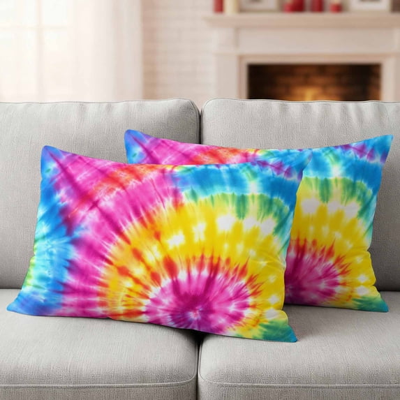 Abstract Colorful Tie-dye Texture Waterproof Throw Pillow Covers Set of ...