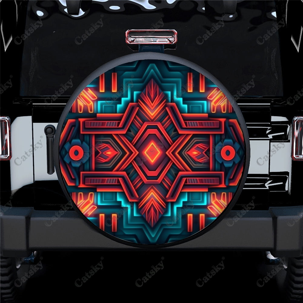 Abstract Colorful Tribal Totem Polyester Universal Spare Wheel Tire ...