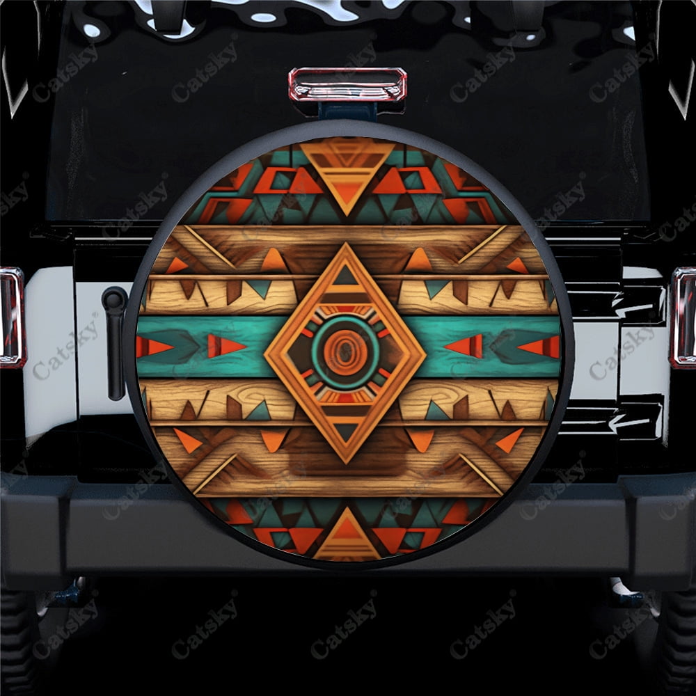 Abstract Colorful Tribal Totem Polyester Universal Spare Wheel Tire ...