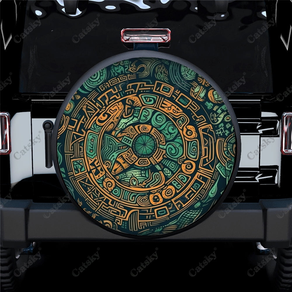 Abstract Colorful Tribal Totem Polyester Universal Spare Wheel Tire ...