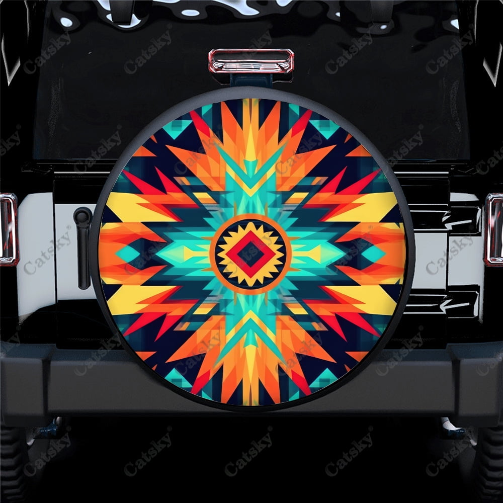 Abstract Colorful Tribal Totem Polyester Universal Spare Wheel Tire ...