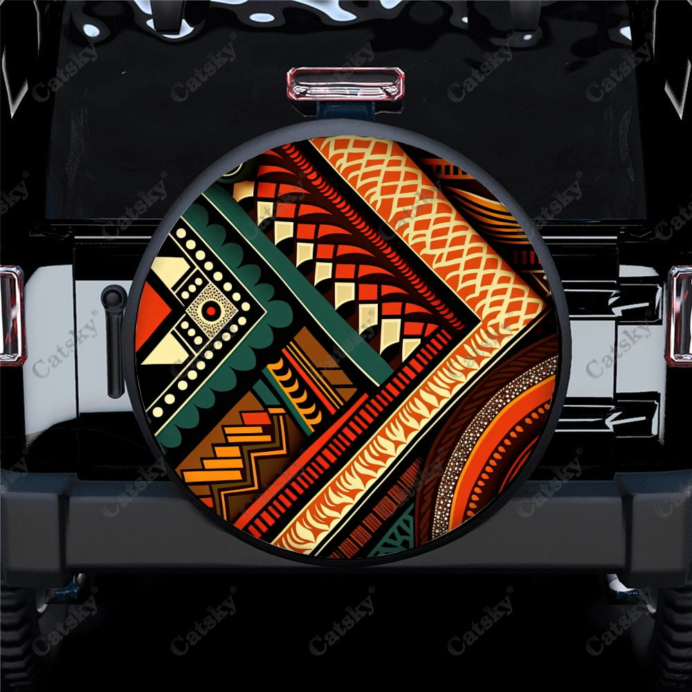Abstract Colorful Tribal Totem Polyester Universal Spare Wheel Tire ...
