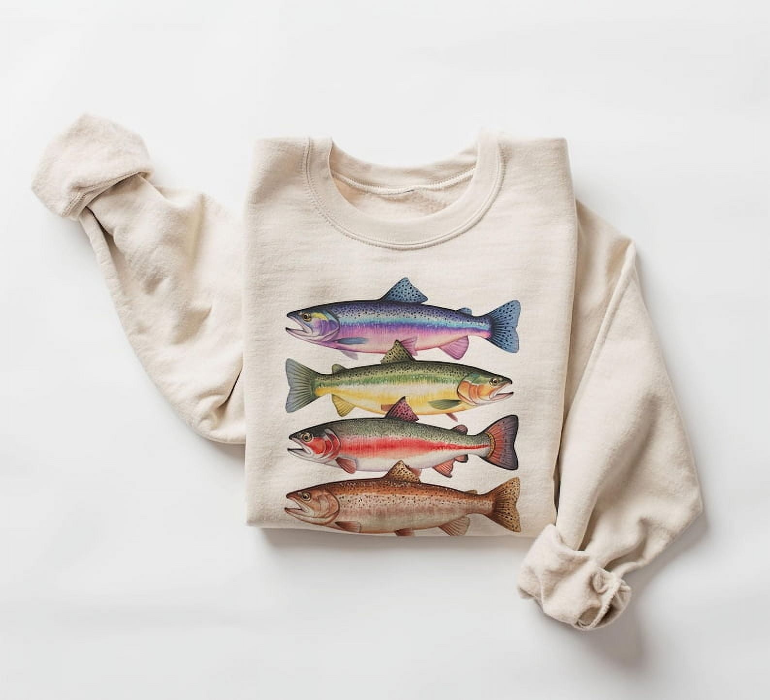 Abstract Colorful Trout In A Row Sweatshirt, River Fish Trout Species ...
