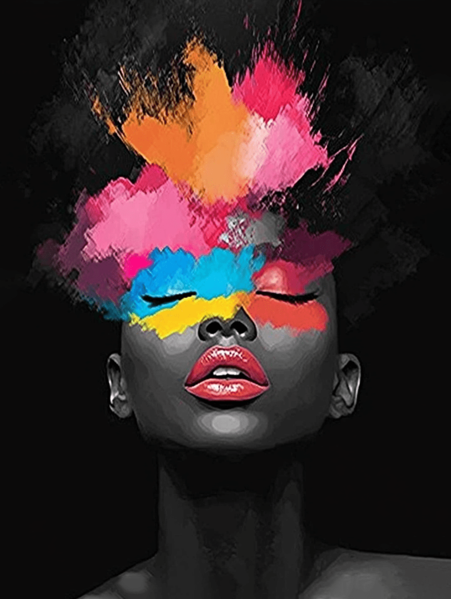 Abstract Colorful Woman Face Canvas Painting，Suitable for Living Room ...