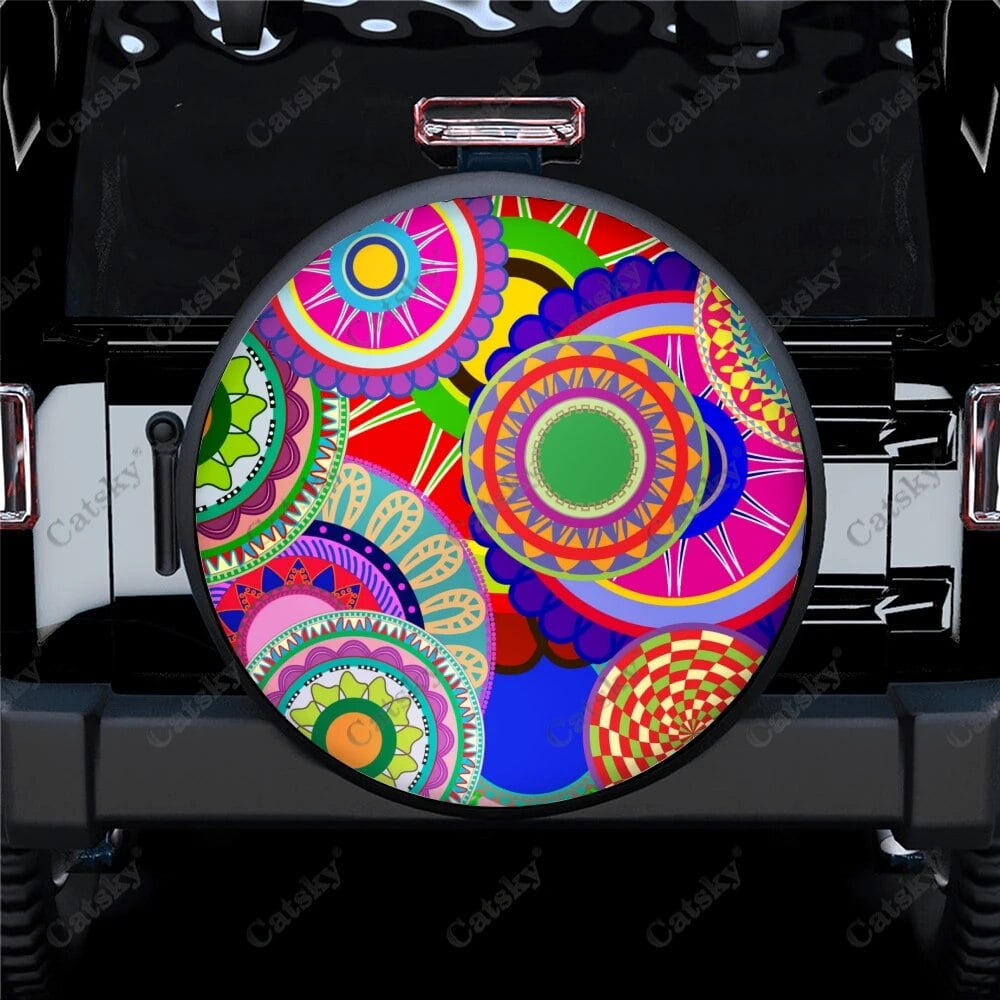 Abstract Colors Print Spare Tire Cover Waterproof Tire Wheel Protector
