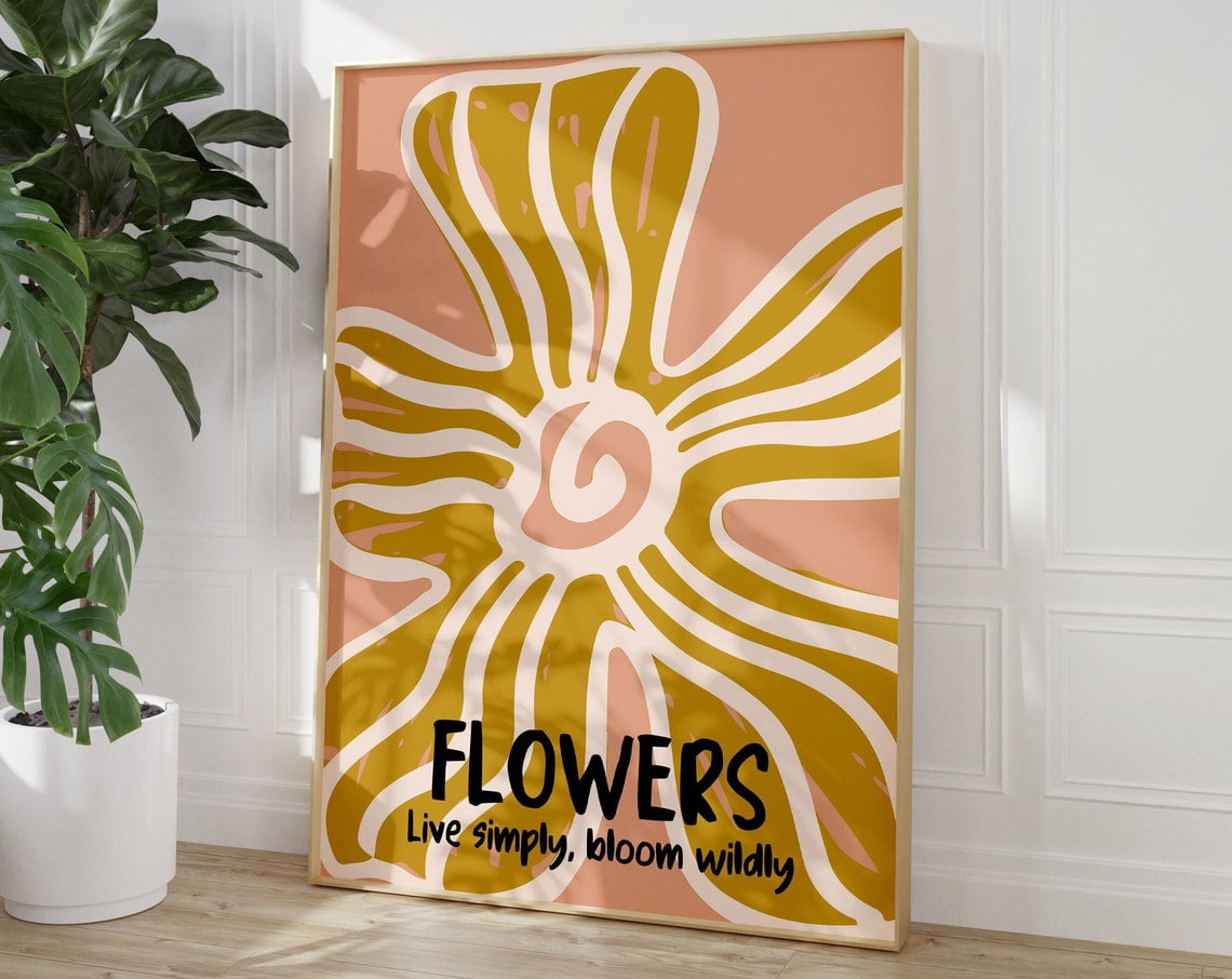 Abstract Colourful Flowers Print - Retro Flowers, Matisse Style, Live ...