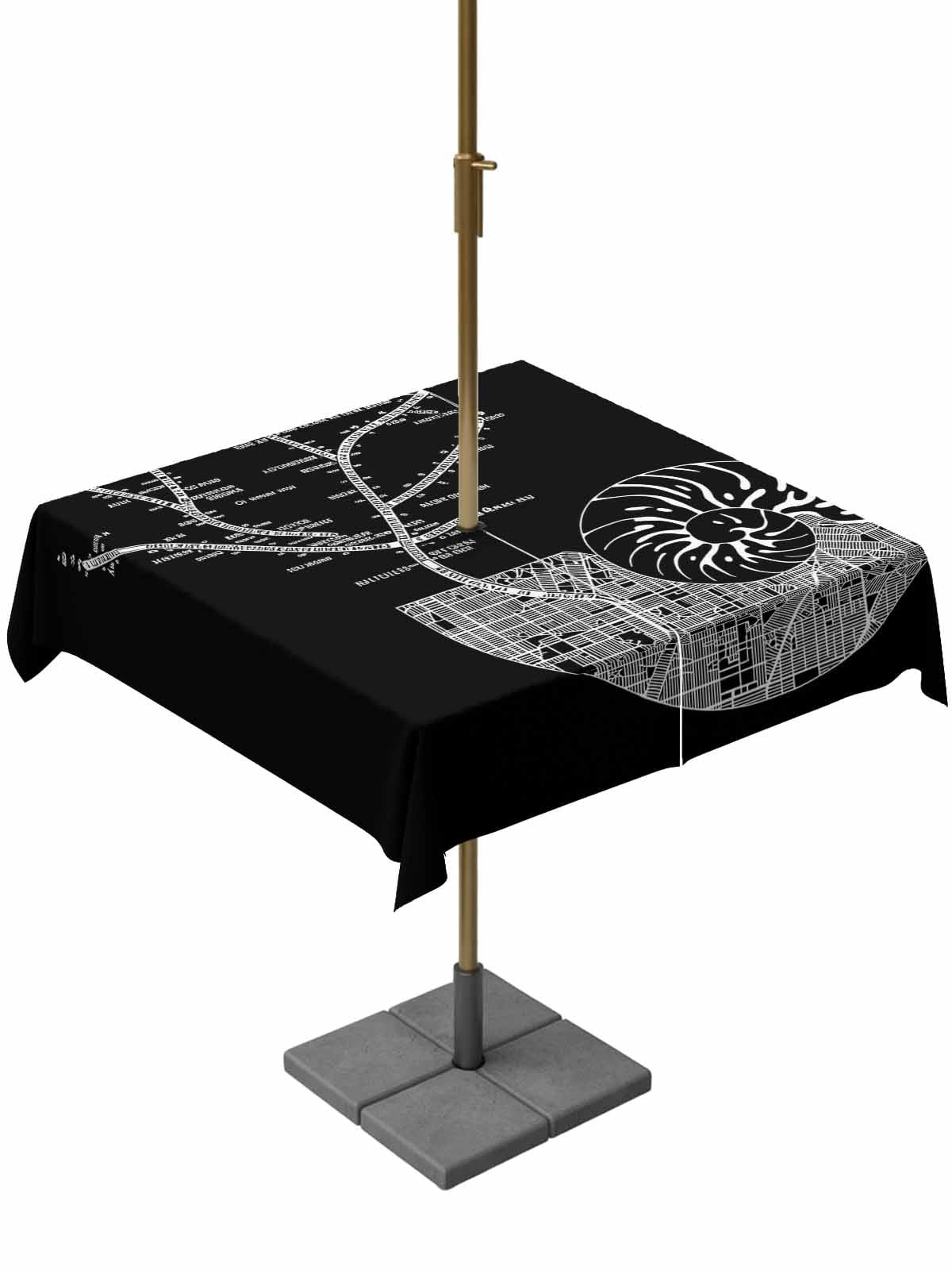 Abstract Conch Square Outdoor Tablecloth with Umbrella Hole Marine Life ...