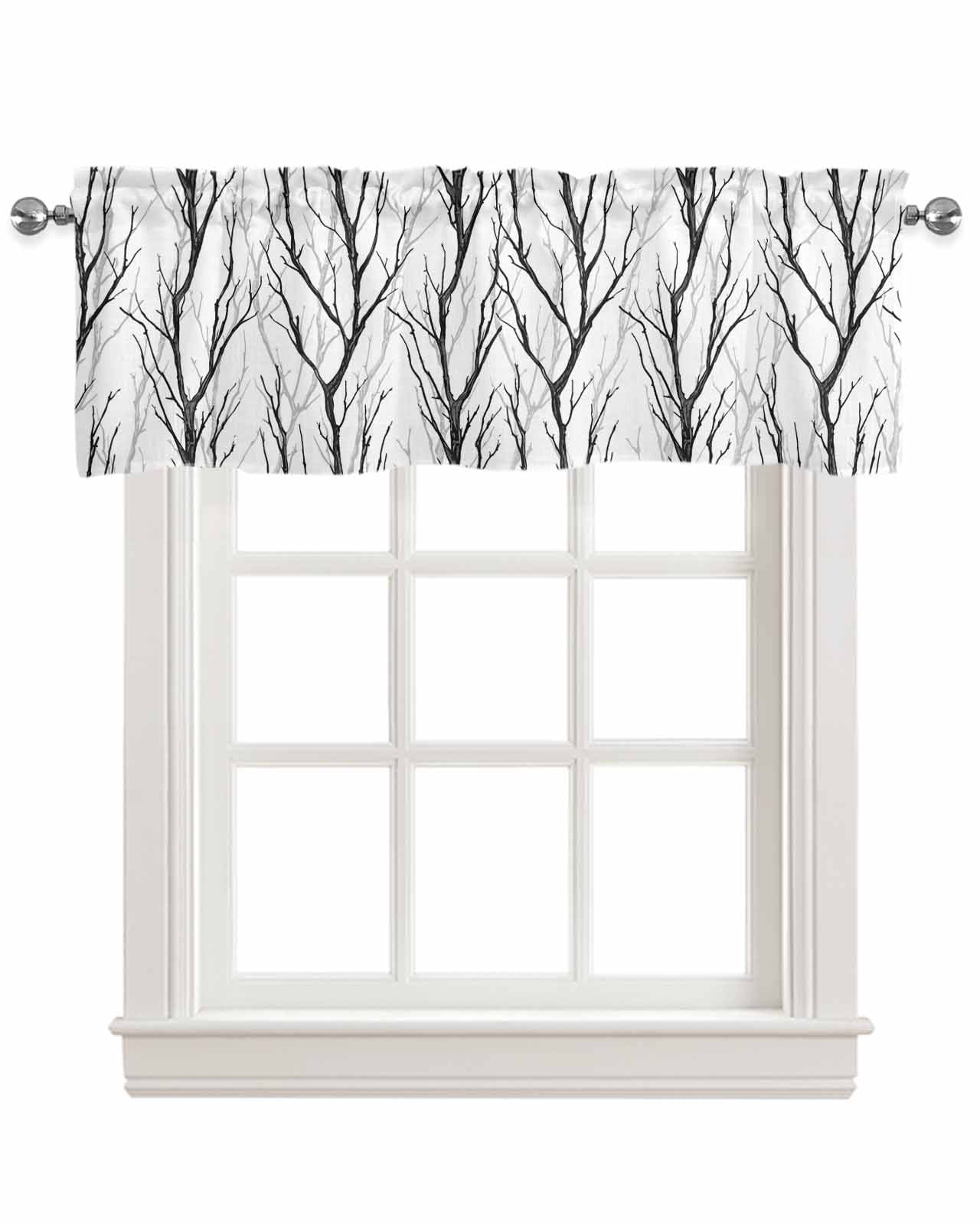 Abstract Contemporary Branch Linen Curtain Valance for Bedroom/Bathroom ...