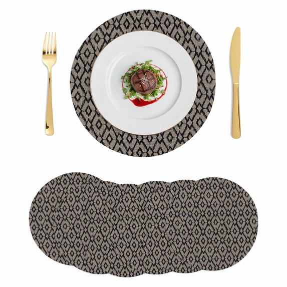 Abstract Contemporary Round Placemats Set of 6, Braided Polypropylene ...