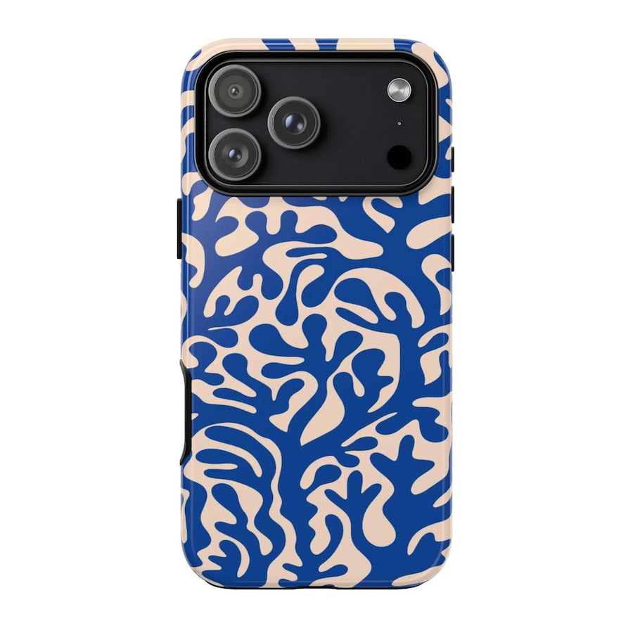 Abstract Coral Blue Ocean Case for iPhone 11 12 13 14 15 16 17 Pro Max ...