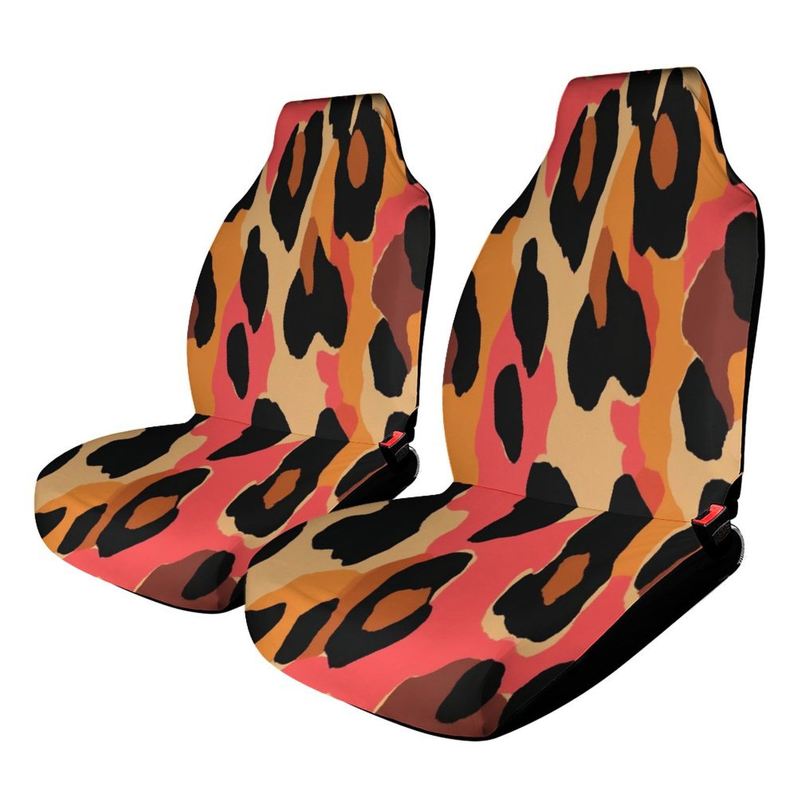 Abstract Coral Leopard Print Car Seat Covers Front Seats Universal Fit ...
