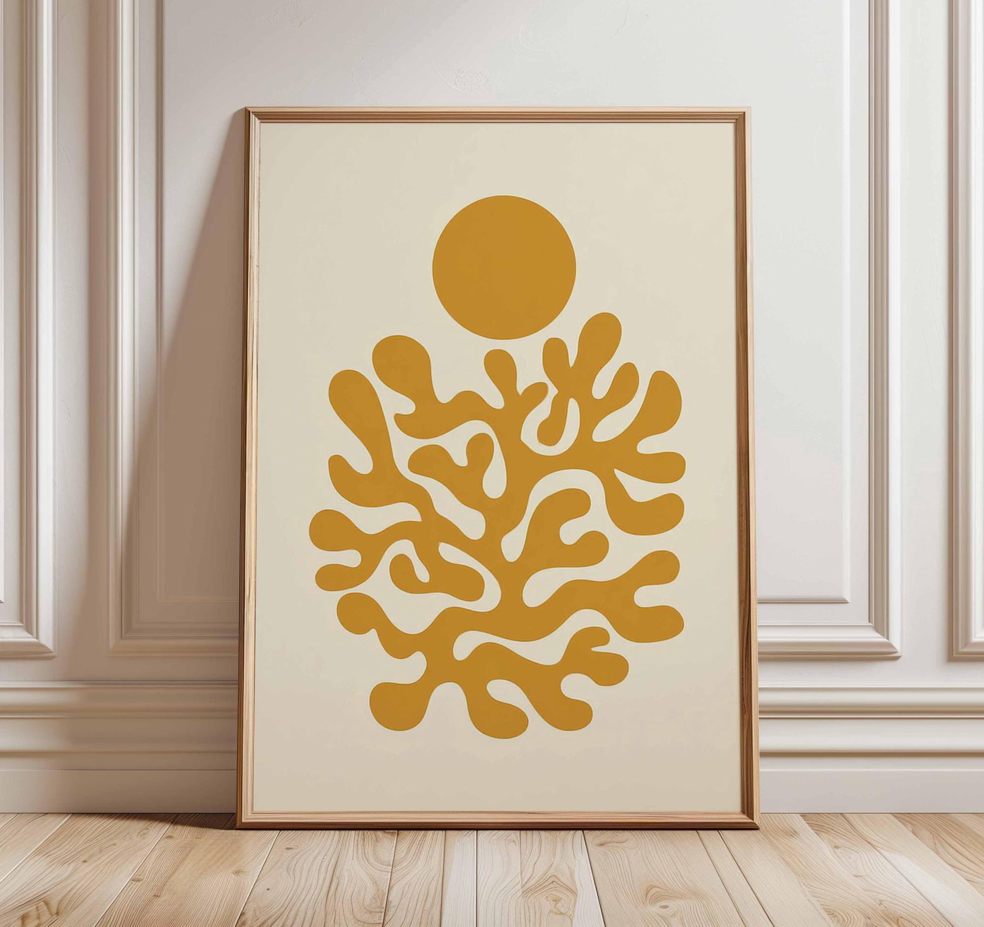 Abstract Coral Print Mid Century Modern Geometric Art Boho Sun Decor ...