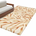 Abstract Coral Rectangle Area Rug 3x5 ft Beige Orange Color Block ...