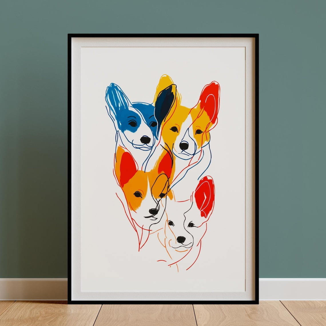 Abstract Corgi Wall Art, Retro Dog Print, Matisse Bold Line Drawing ...