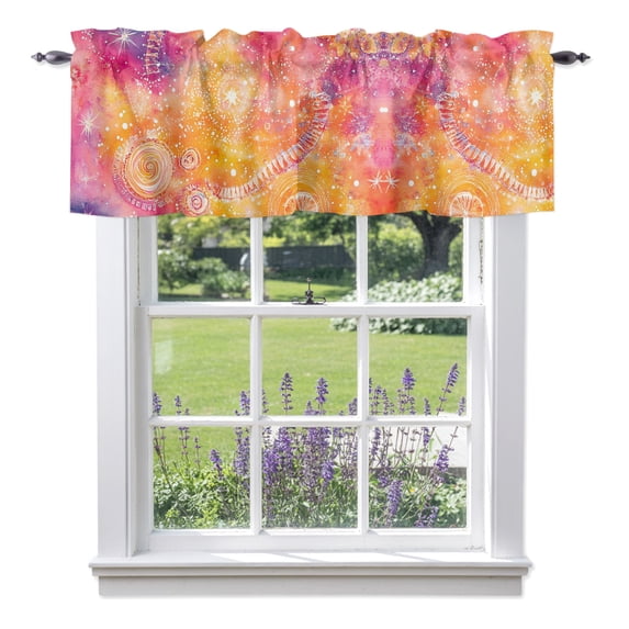 Abstract Cosmos Valances for Windows, Clouds Star Pink Orange Dreamlike ...