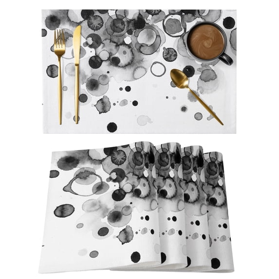 Abstract Cotton Linen Placemats Set of 12, Black Gradient Watercolors ...