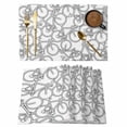 Abstract Cotton Linen Placemats Set of 4, Black Bicycles Line Texture ...