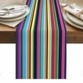 Abstract Cotton Linen Table Runner Colorful Mexican Stripe Purple Blue ...