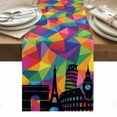 Abstract Cotton Linen Table Runner Colorful Patchwork Geometric Modern ...