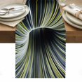 Abstract Cotton Linen Table Runner Lemon Yellow White Linear Warp ...