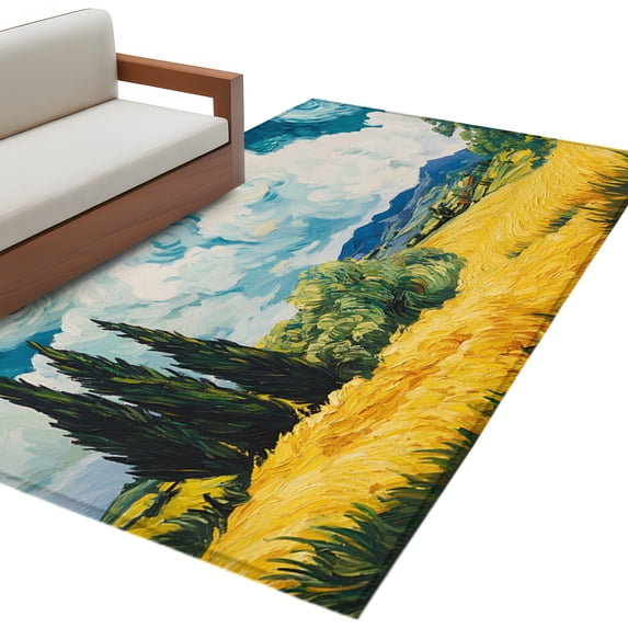 Abstract Country Area Rug 3x5 Washable Rug Non Slip Farmhouse Oil ...