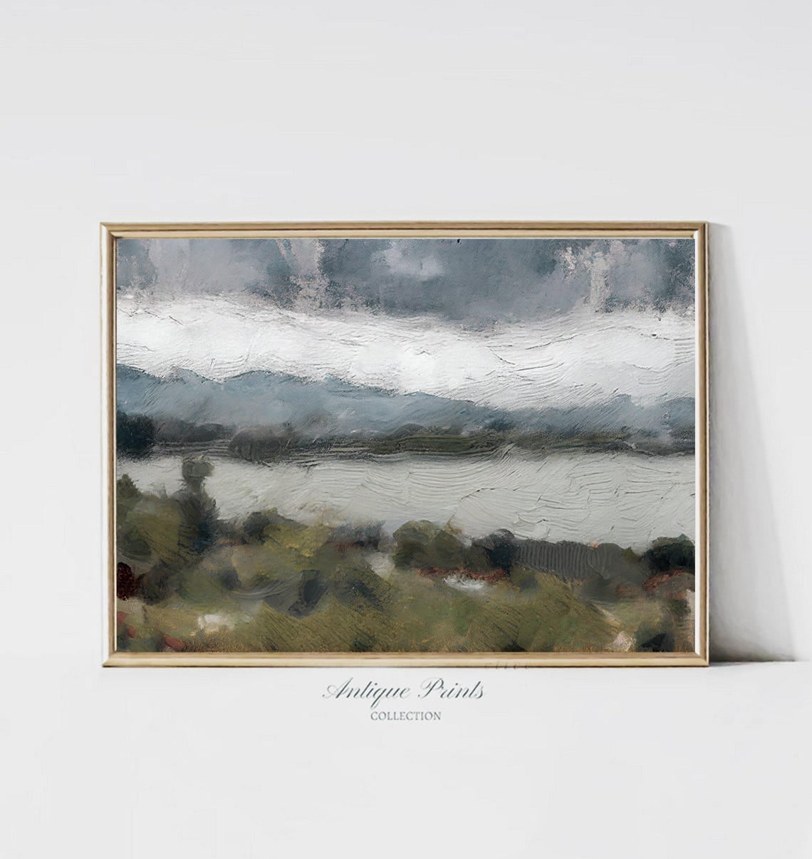 Abstract Country Landscape Print, Vintage Moody Country, Antique ...