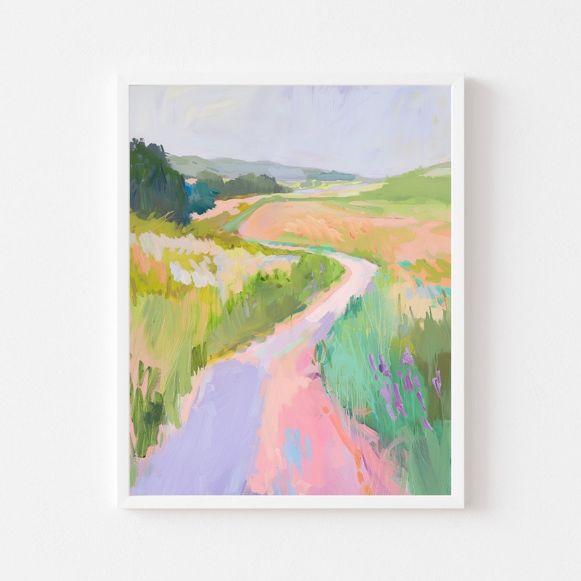 Abstract Countryside Pastel Landscape Art Print, Unframed Canvas Size ...