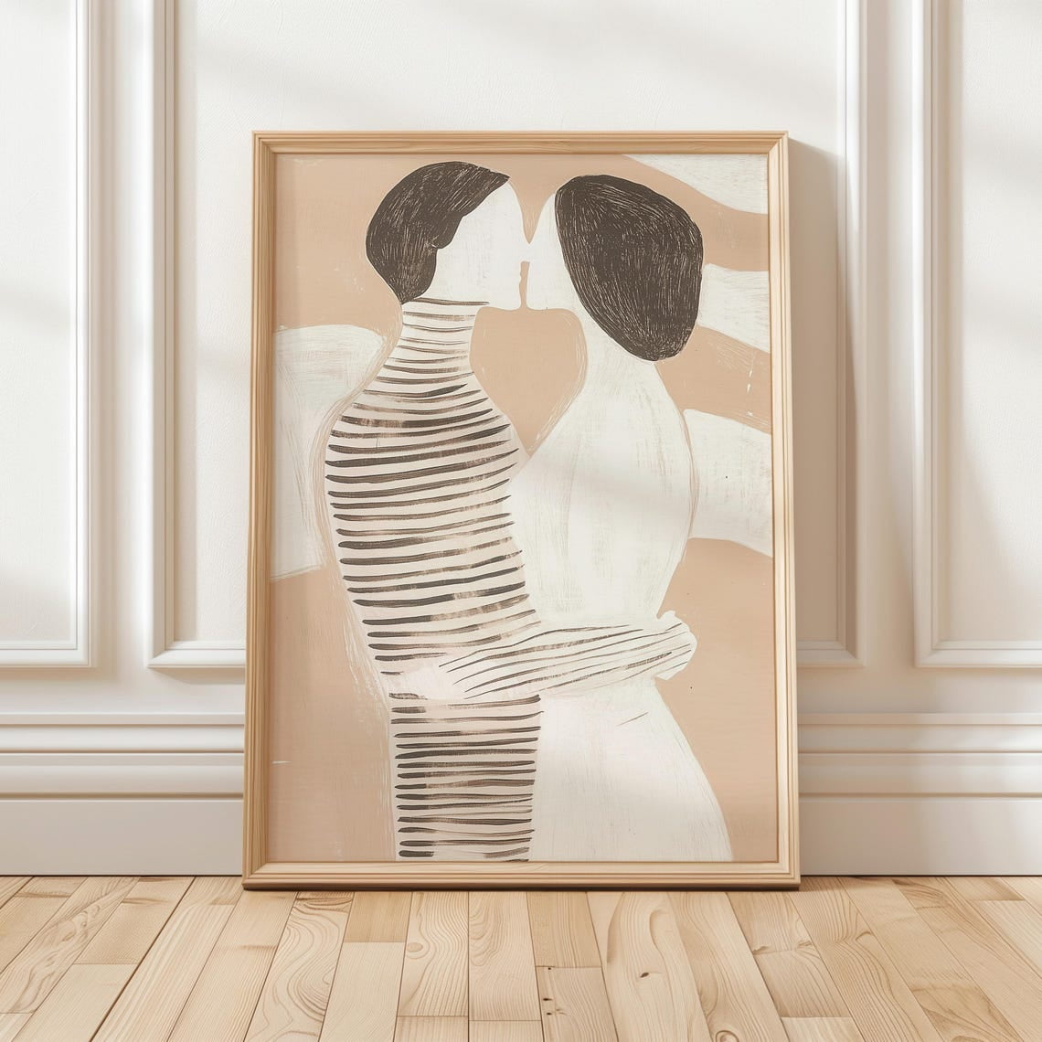 Abstract Couple Art Print Minimalist Love Neutral Tones Modern ...