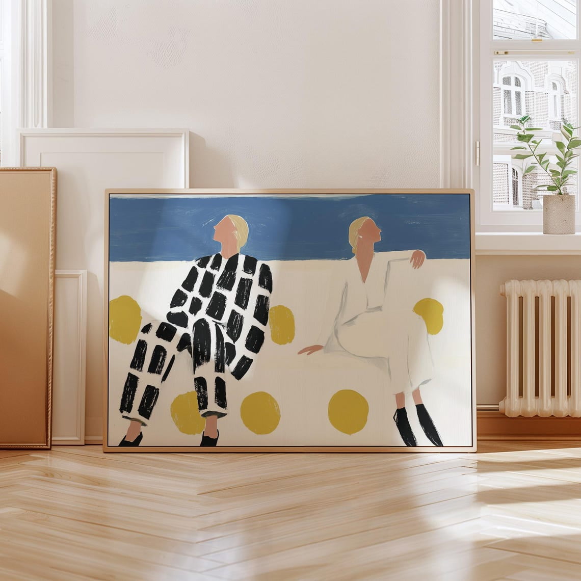 Abstract Couple Art Print Minimalist Modern Figures With Bold Black And ...