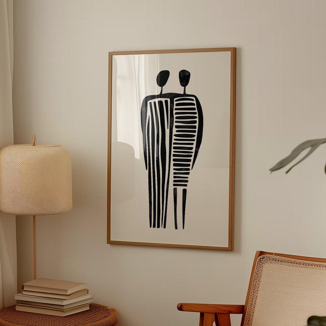 Abstract Couple Art Print, Modern Black And White Minimalist Artwork ...