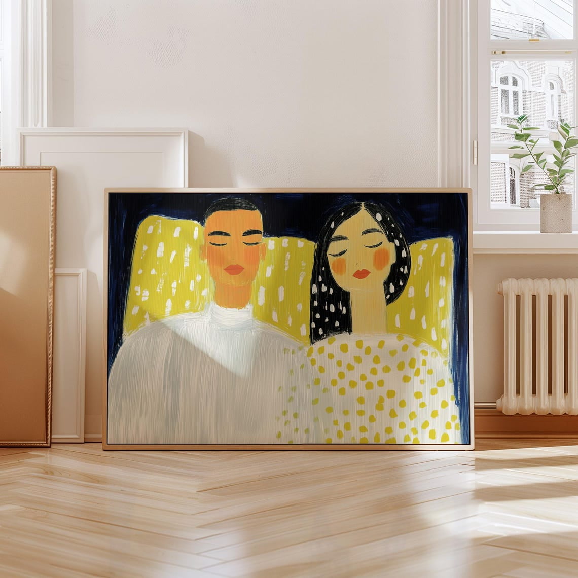 Abstract Couple Art Print, Modern Loveminimalist Sleeping Figures ...