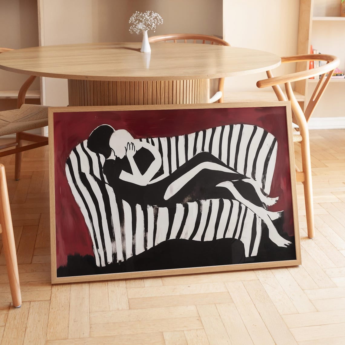 Abstract Couple Embrace Art Bold Black And White Romantic Print ...