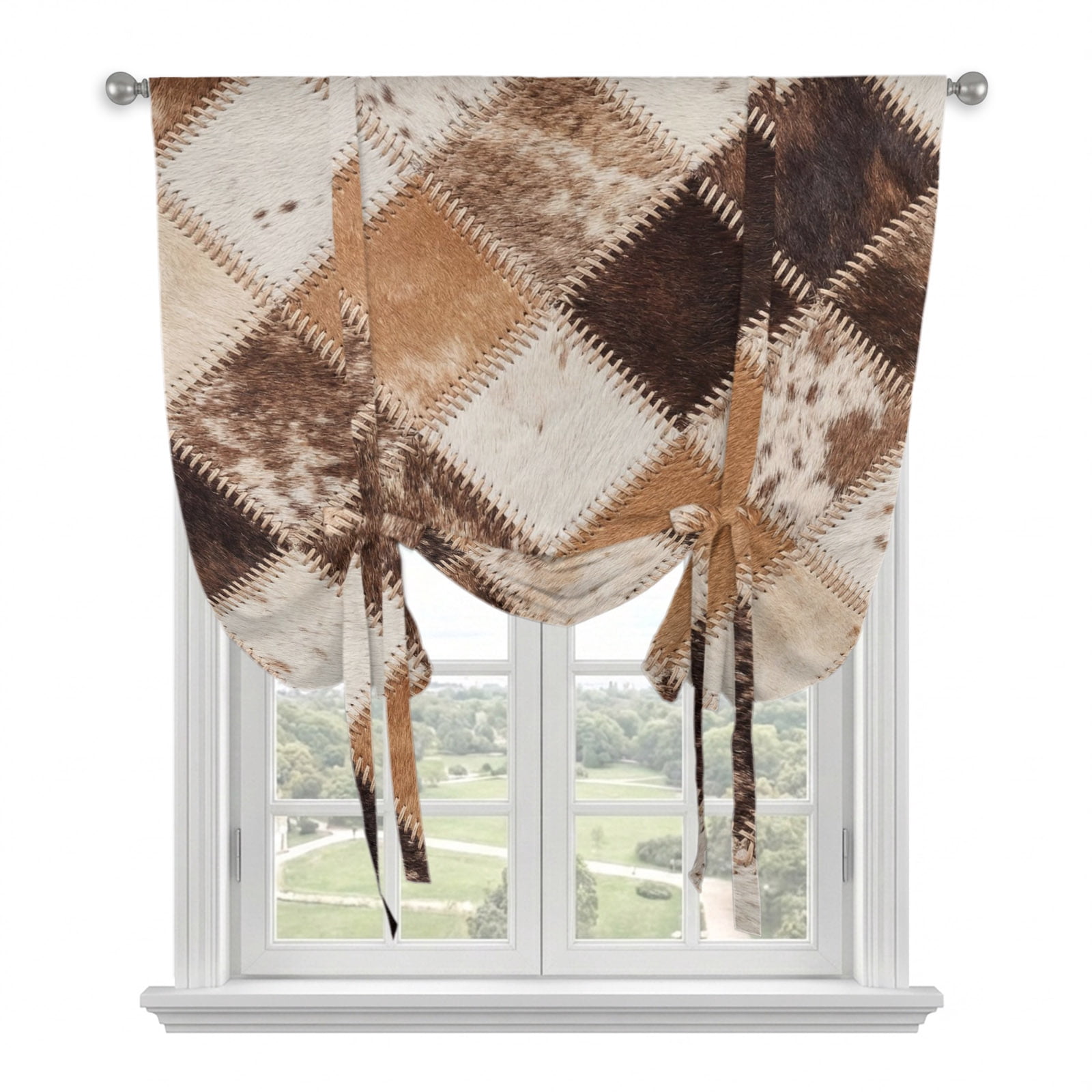 Abstract Cow Print Tie Up Curtains for Window, Thermal Insulated ...