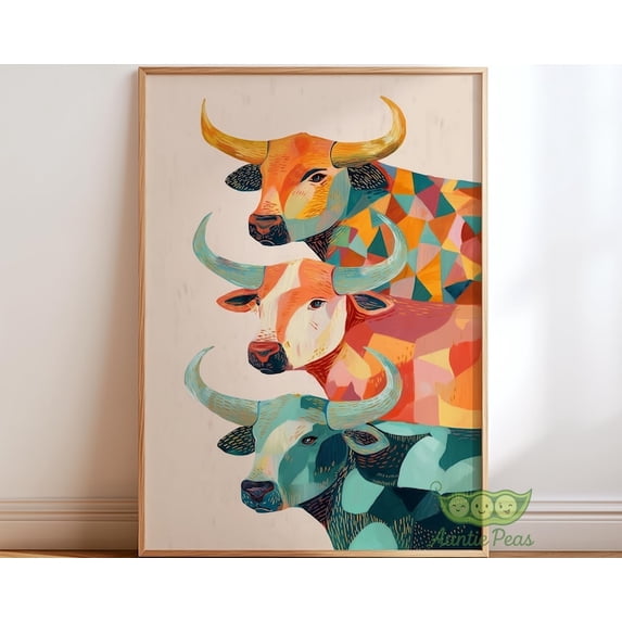 Abstract Cow Western Cattle Wall Art Print, Unframed Paper Poster ...