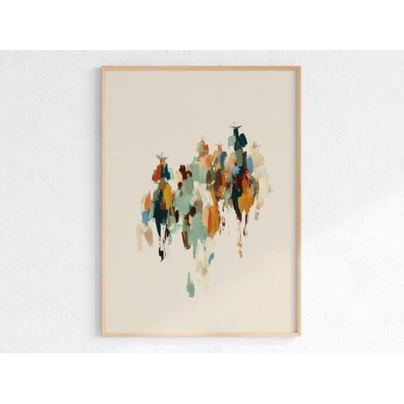 Abstract Cowboy Herd Poster, Western Wall Art, Modern Ranch Decor ...