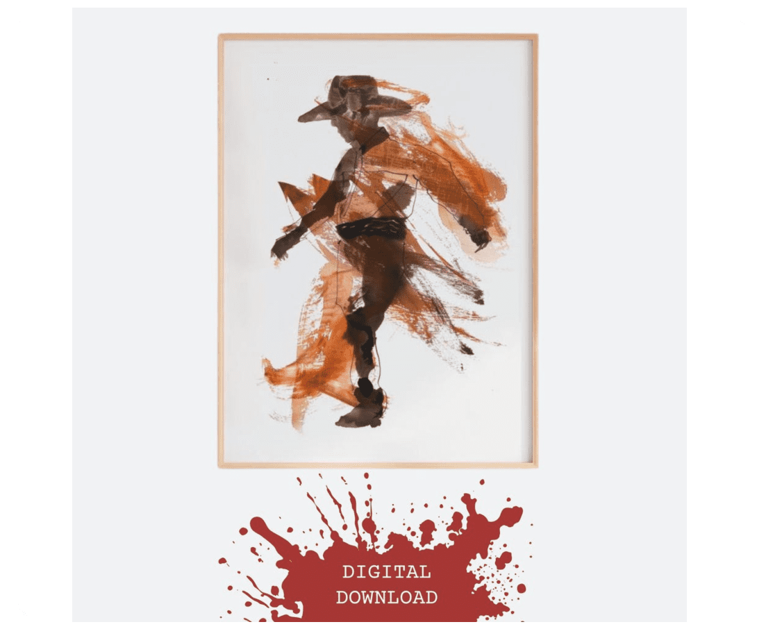 Abstract Cowboy Wall Art Print Modern Western Cowboy Painting Minimal ...