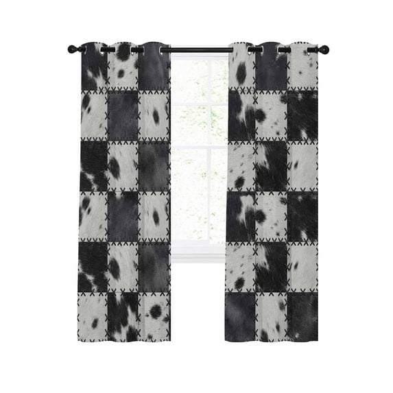 Abstract Cowhide Patchwork Blackout Curtains for Bedroom Living Room ...