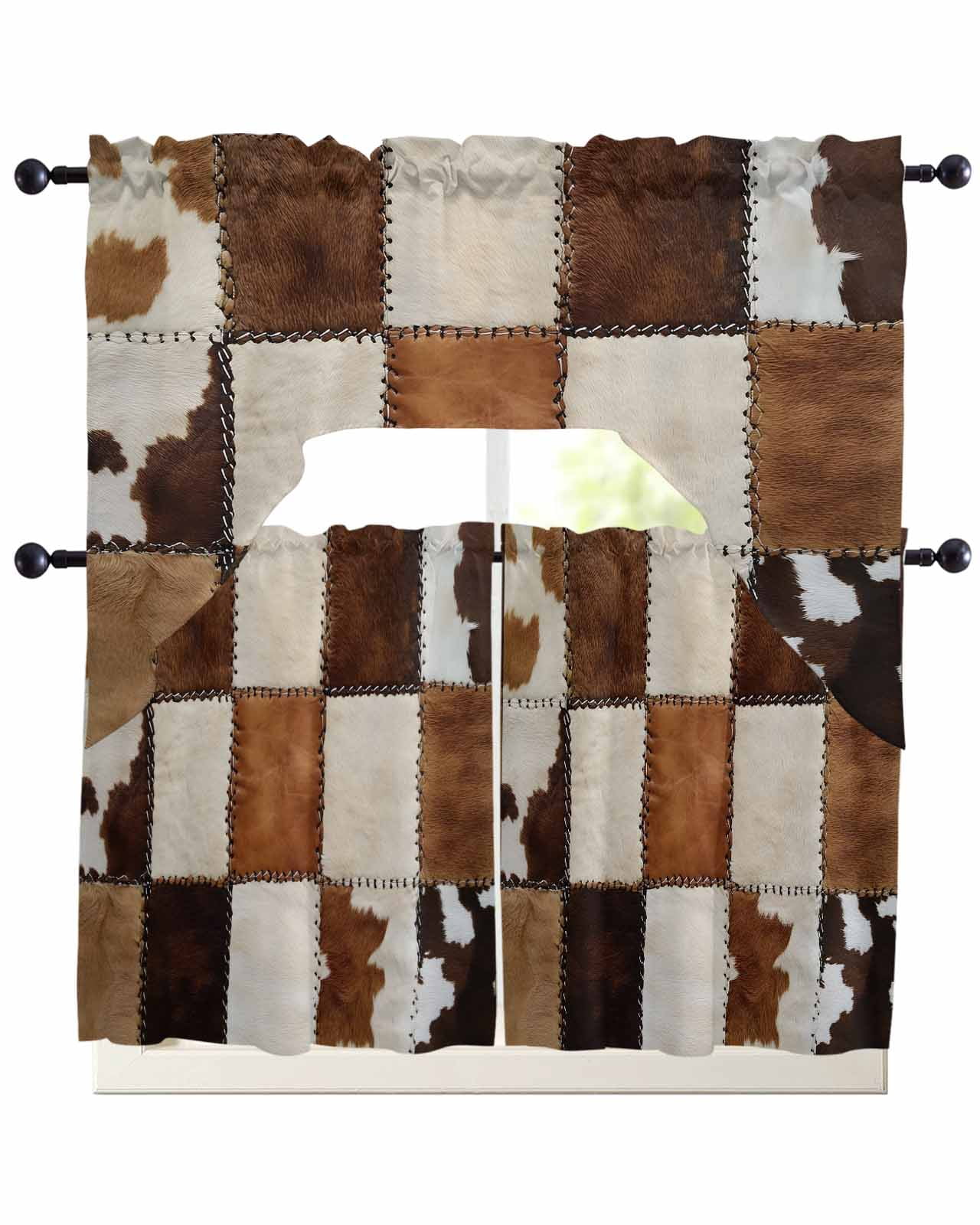 Abstract Cowhides Swag Kitchen Curtains Sets for Windows 24 Inch Length ...