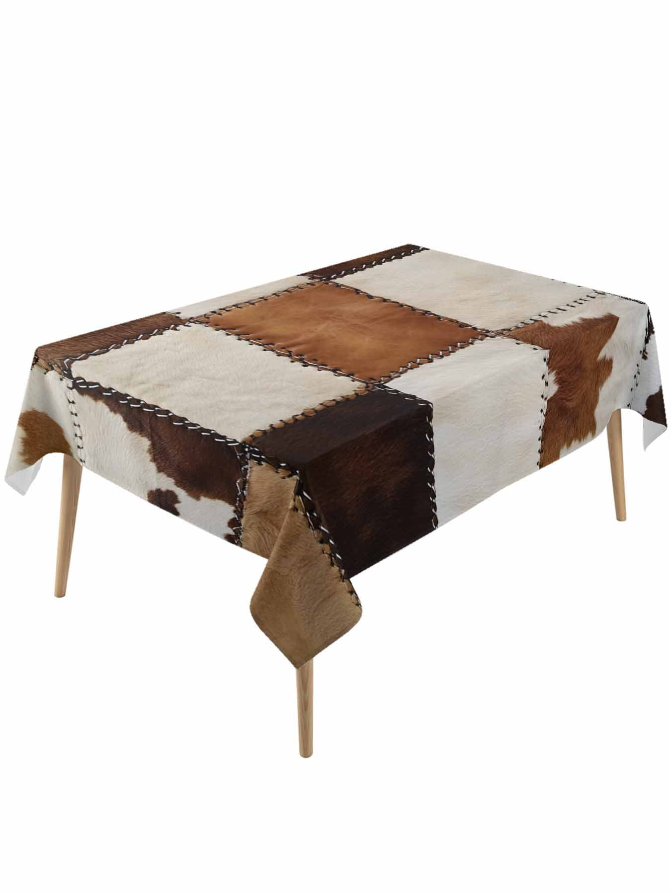 Abstract Cowhides Table Cloth, Brown Beige Animal Fur Texture ...