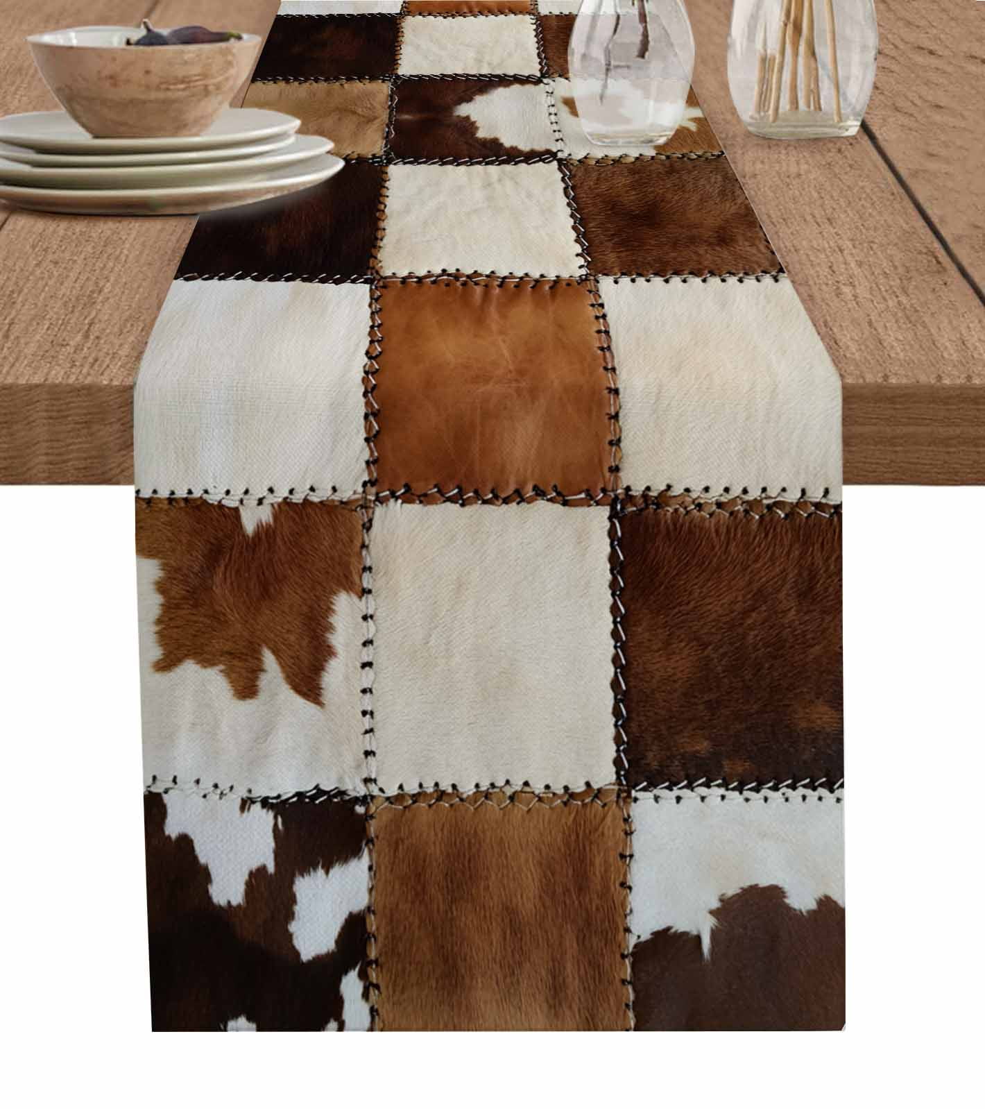 Abstract Cowhides Table Runner Brown Beige Animal Fur Texture ...