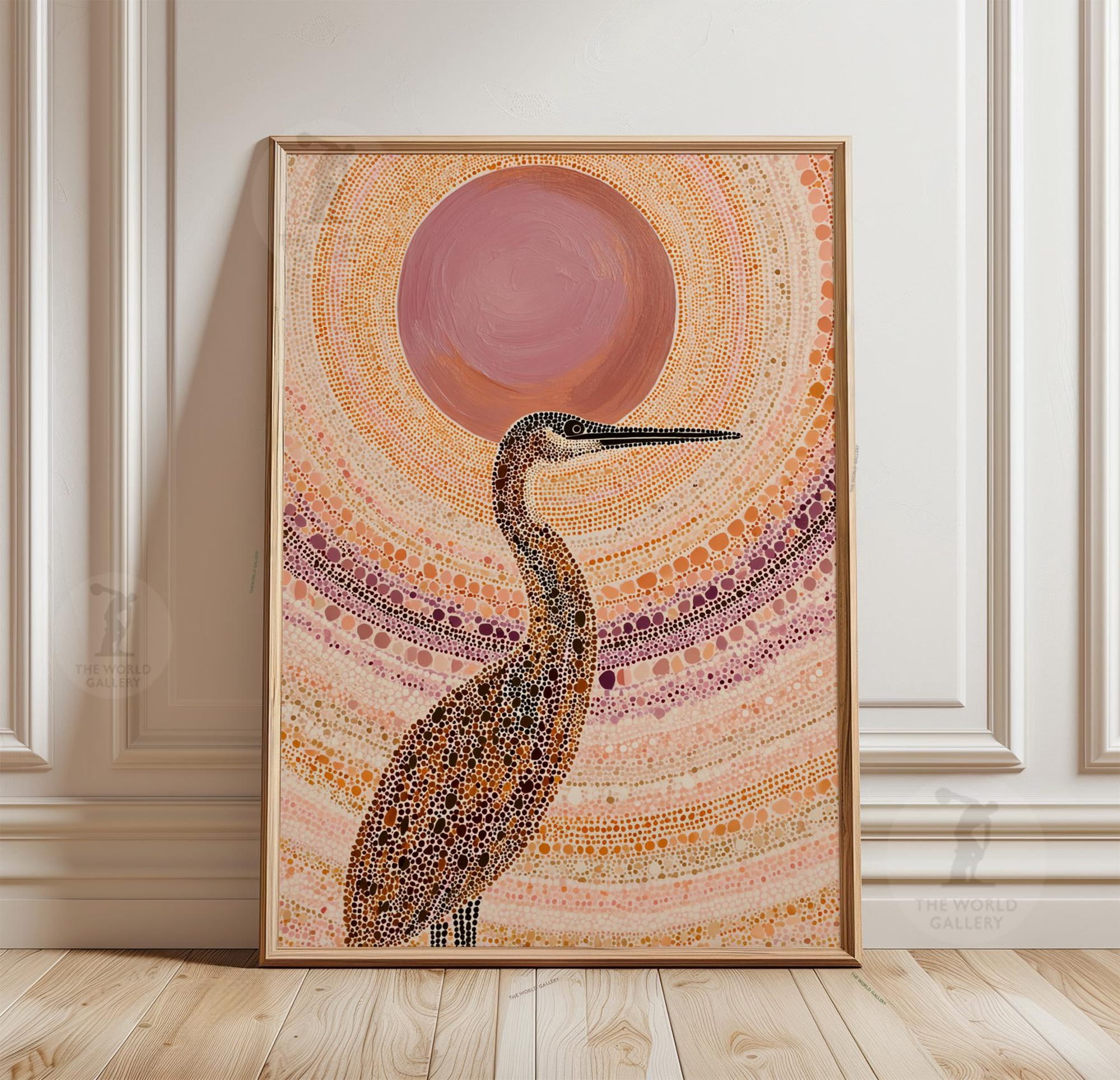 Abstract Crane Bird Poster Boho Sun Wall Art Minimalist Nature Print ...