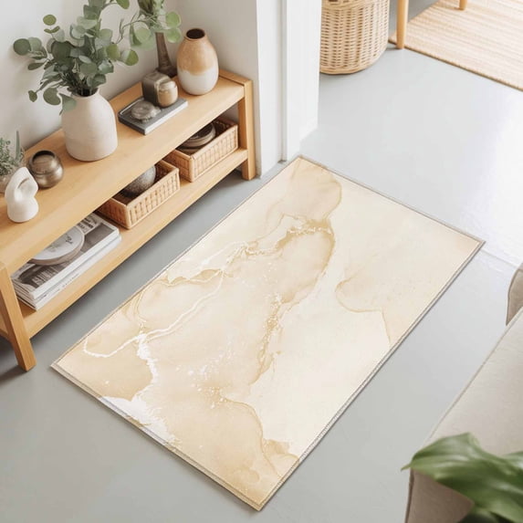 Abstract Cream White Marble Texture Rectangle Rug 2'x3' Watercolor ...