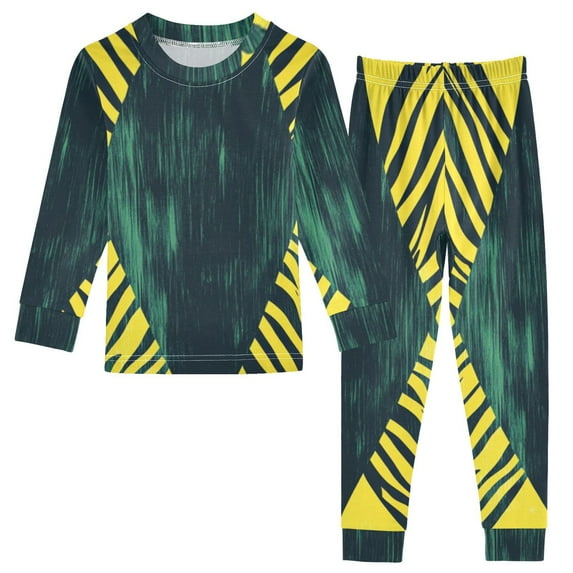 Abstract Cross Lines with Zabra Skin Cotton Pajama Set Long Sleeve Top ...