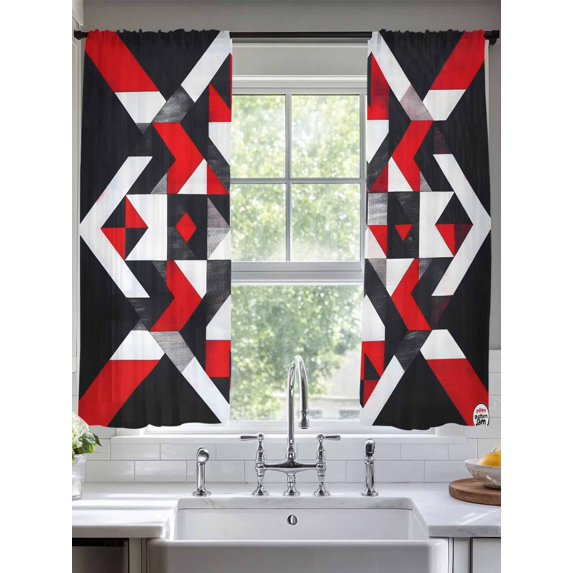 Abstract Crystal Effect Sheer Curtains 63 Inches Long 2 Panels Black ...
