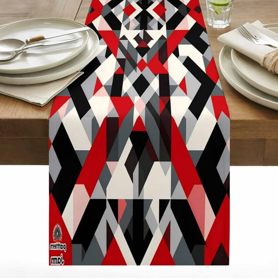 Abstract Crystal Effect Table Runner 13x108 inch Red Black Seamless ...